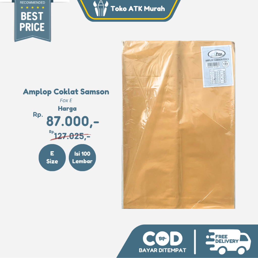 Jual Amplop Coklat / Samson Fox E (Map) isi 100 Buah | Shopee Indonesia