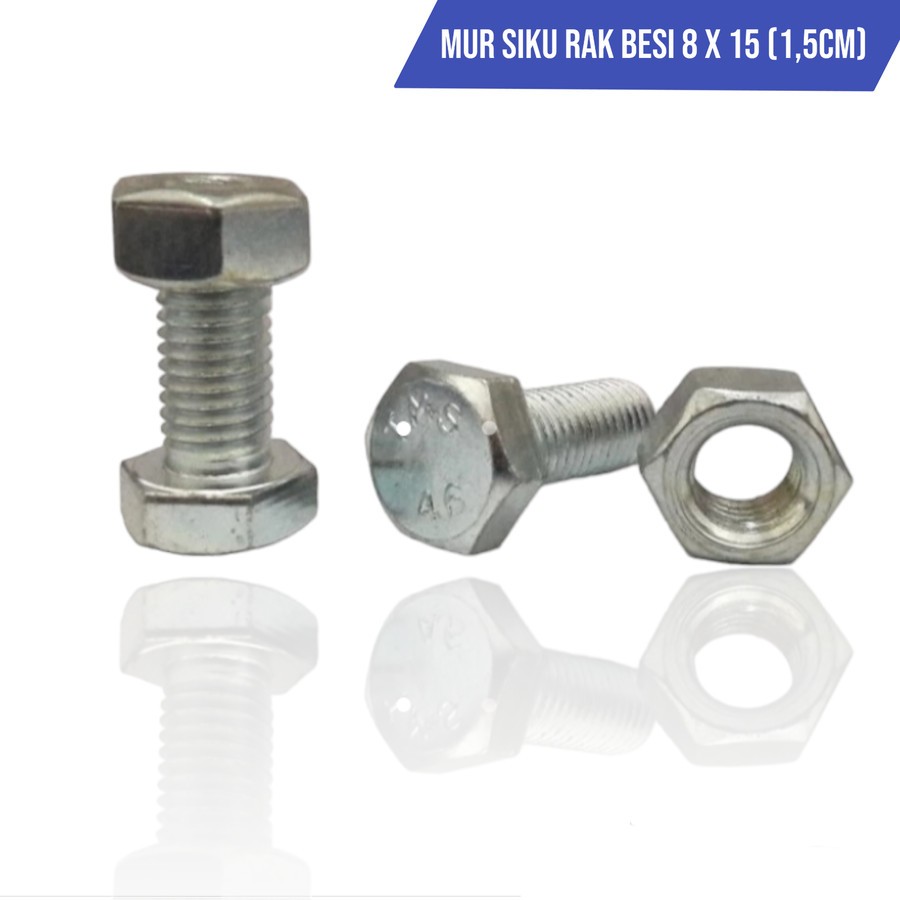 Jual BMP Mur Baut 8x15 M8 Galvanis Putih Harga Satu Set | Shopee Indonesia