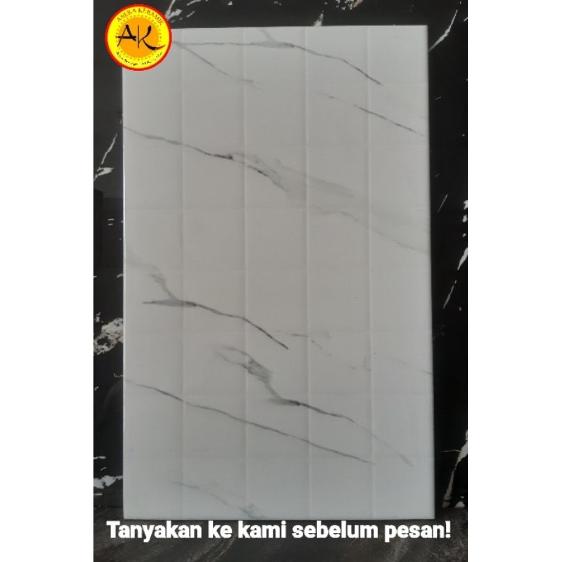 Jual Keramik Dinding Kamar Mandi Dapur Motif Marmer Timbul Kilap Glossy 25x40 Monda White ...