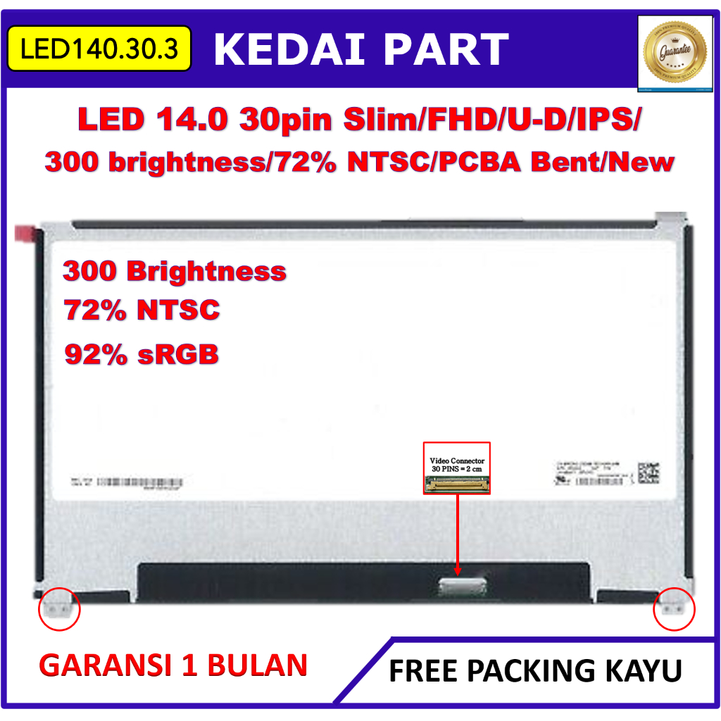 Jual LCD LED Dell Latitude 7480 7490 NV140FHM-N47 14.0 14 Inch 30 Pin 30pin Slim FHD Full HD IPS ...