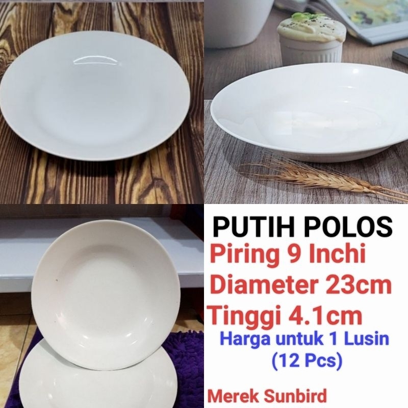 Jual piring makan keramik piring prasmanan Putih Polos ukuran 9 inchi ...