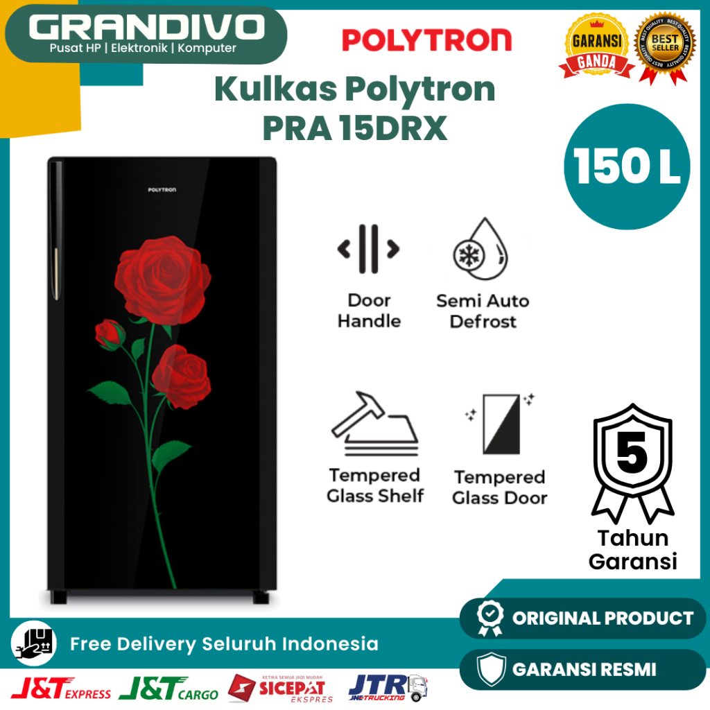 Jual Kulkas Polytron 1 Pintu Belleza 150 Liter PRA 15DRX Glass Door Low ...