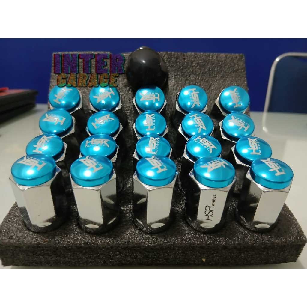 Jual baut roda velg reacing Blue ukuran 1,25 isi 20 pcs + kunci ...
