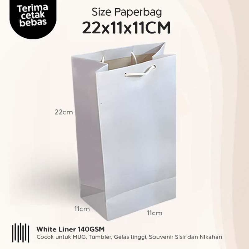 Jual (LINER)Paper Bag Putih MUG 22x11x11 CM / Paperbag Polos Packing ...
