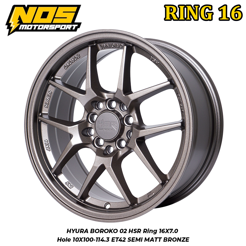 Jual PELEK RACING RING 16 HSR HYURA BOROKO LEBAR 7 PCD 5X100/5X114,3 ET42 SEMI MATT BRONZE ...