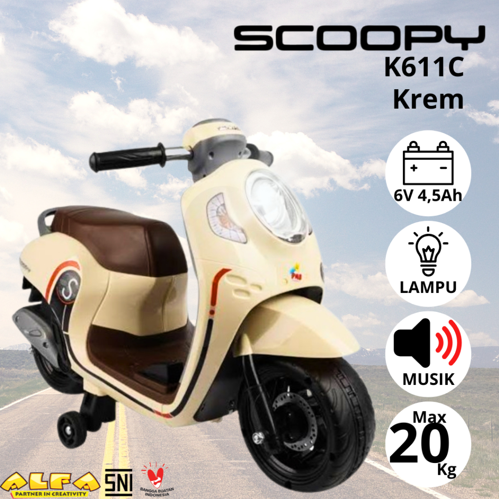 Jual Toko Mainan ALFA Motor Aki MINI Honda Scoopy PMB K611C (KREM ...