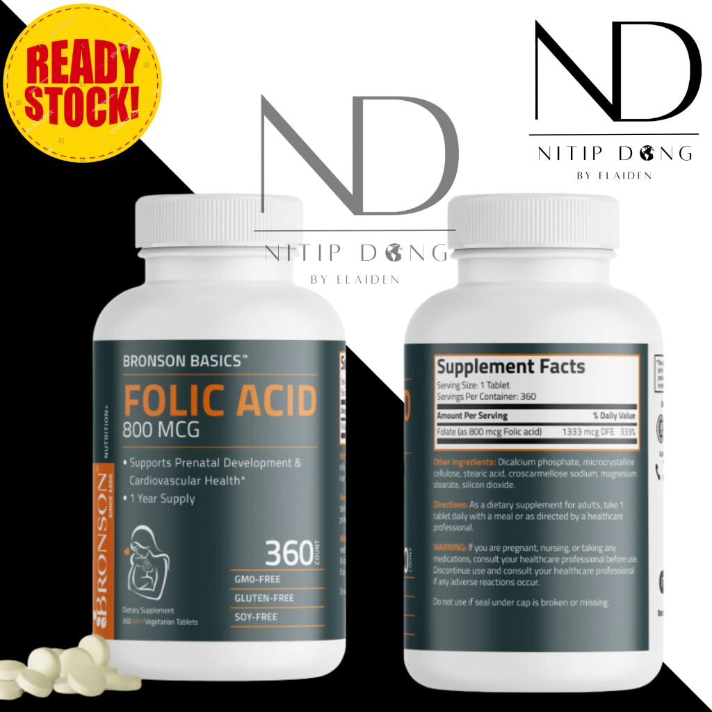 Jual Folic Acid 800MCG Bronson BASICS - 360 Tablets | Shopee Indonesia