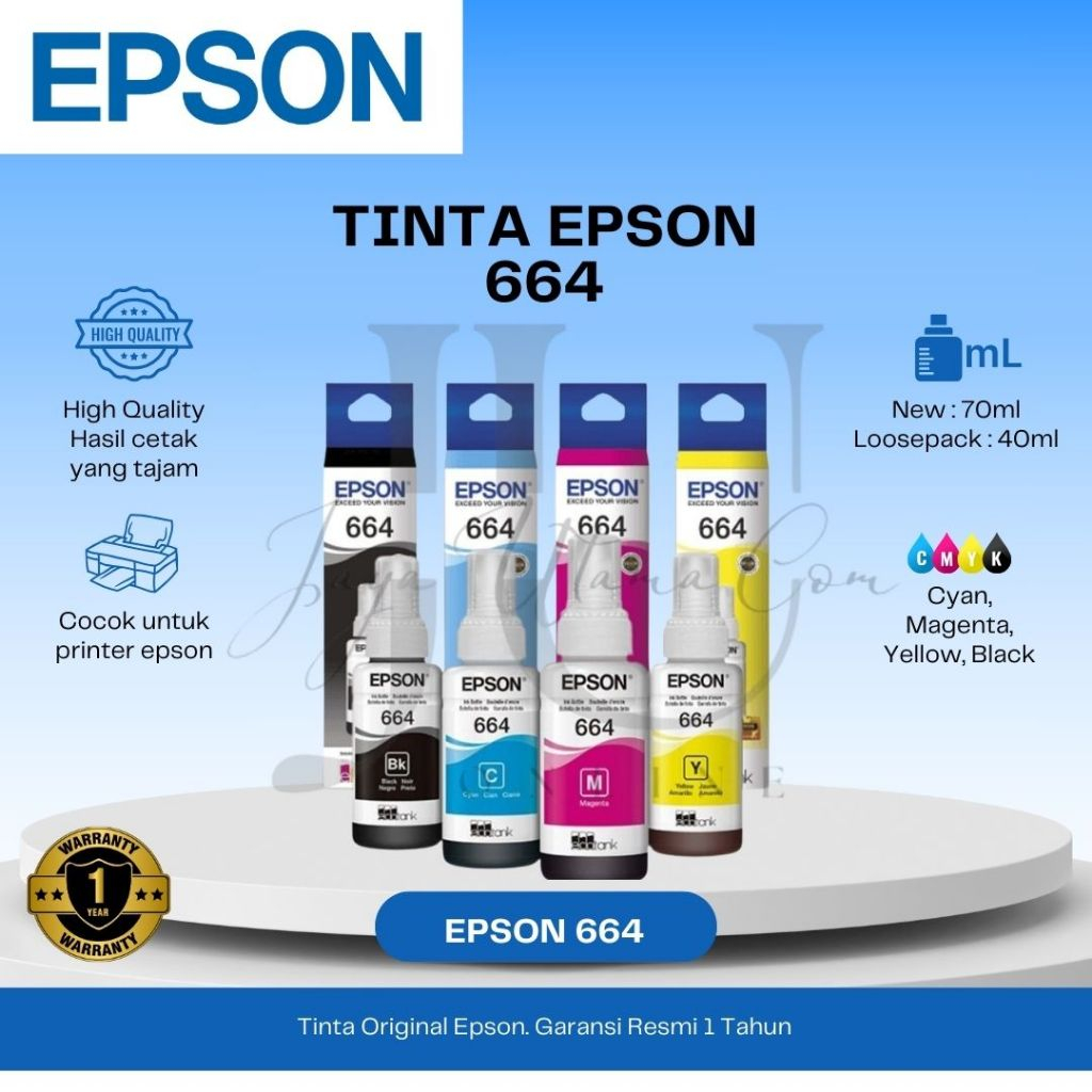Jual Tinta Epson 664 1 Set B/M/C/Y Original | Shopee Indonesia