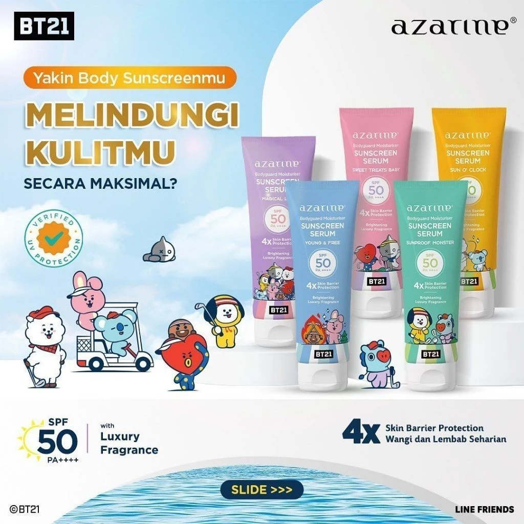 Jual Azarine x BT21 Body Guard Moisturizer Sunscreen Serum 100ml SPF 50 ...