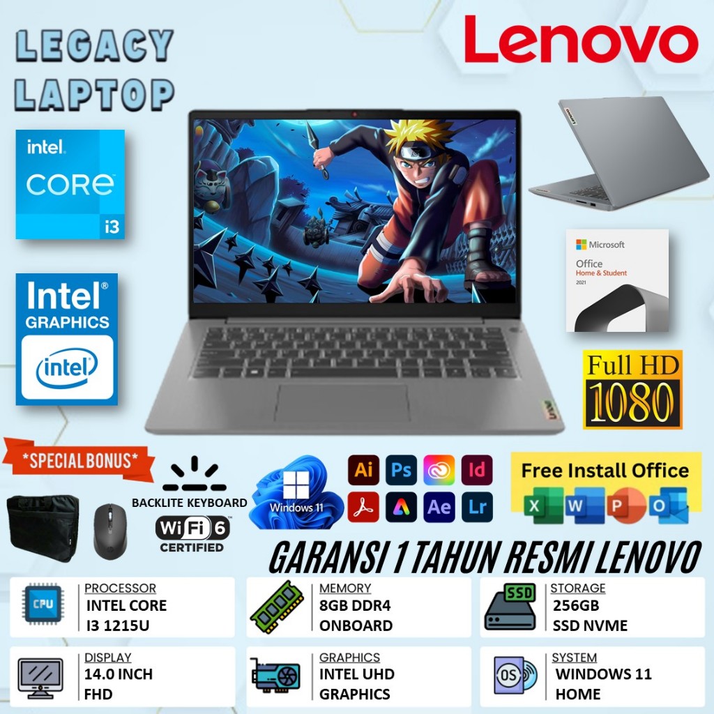 Jual Laptop Lenovo Ideapad Slim 3i 14 Intel Core i3 1215U Ram 8GB 256GB ...