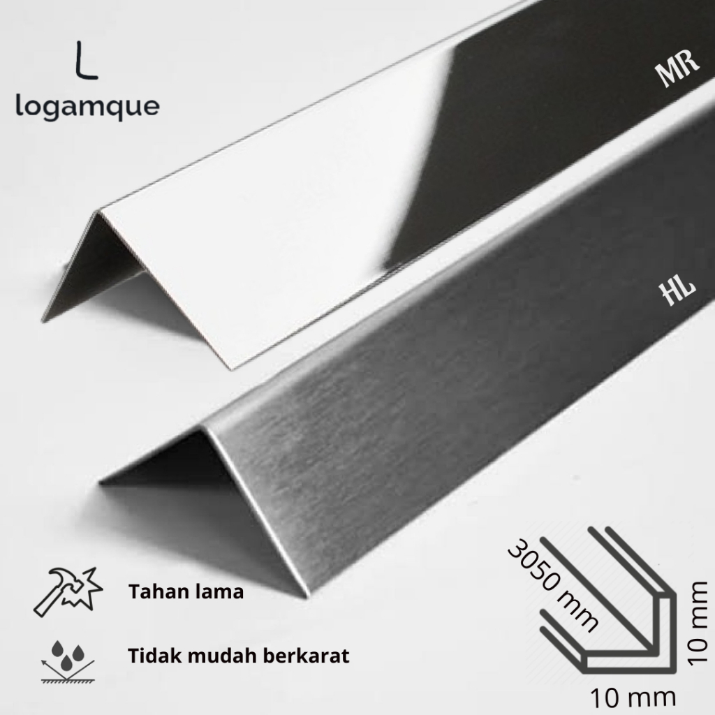 Jual List Siku Stainless 304 10 x 10 x 0,8 x 3050 mm | Shopee Indonesia