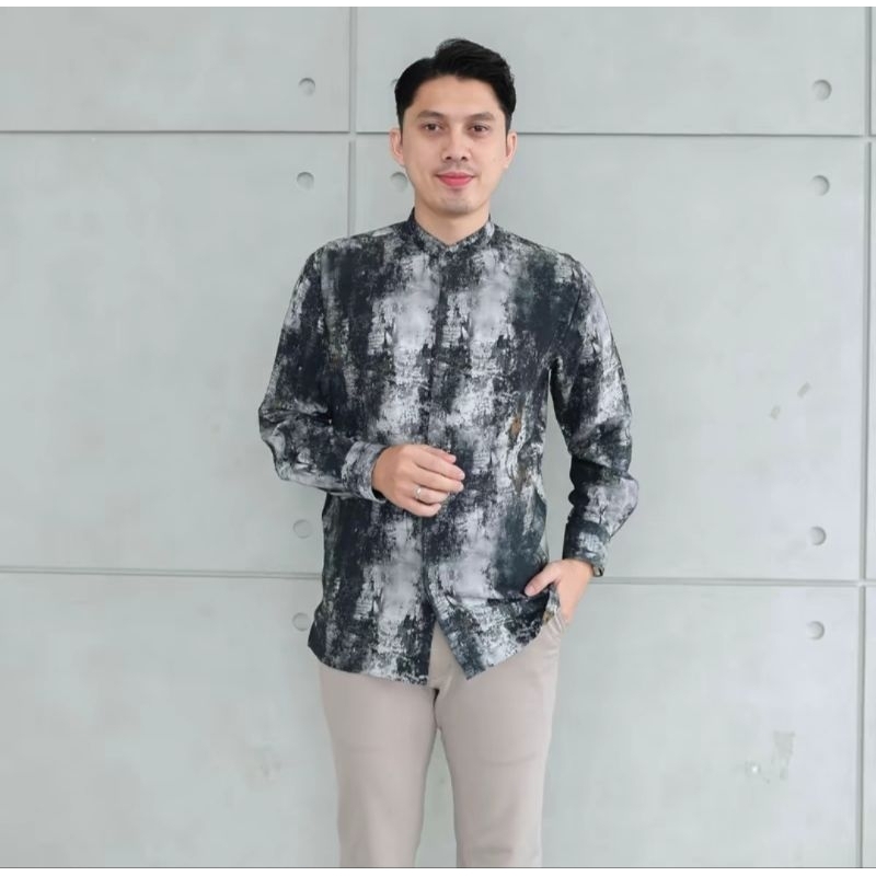 Jual Koko Umar Kemeja Raya Series Bahan Linen Crespo Motif Printing Baju Lebaran | Shopee Indonesia