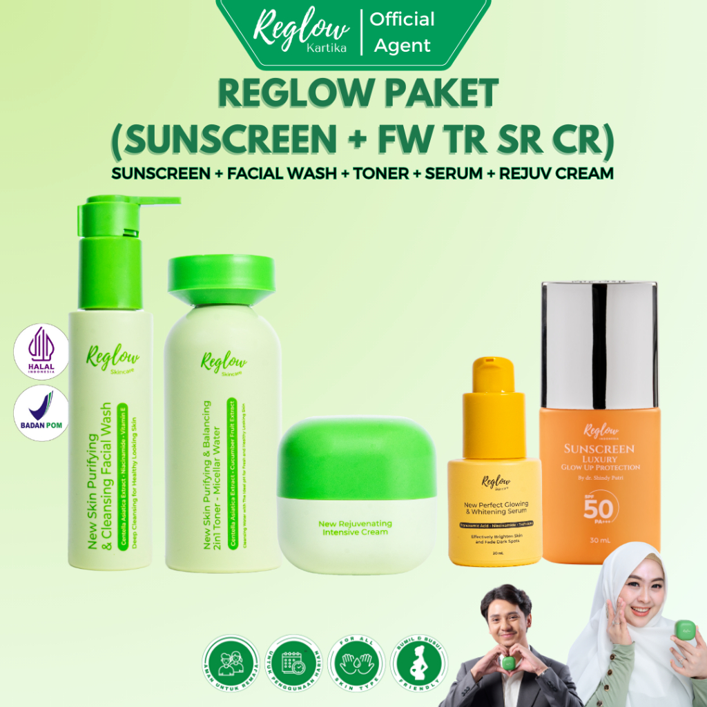 Jual Reglow Paket Basic Skin Treatment + Serum + Sunscreen Mencerahkan ...