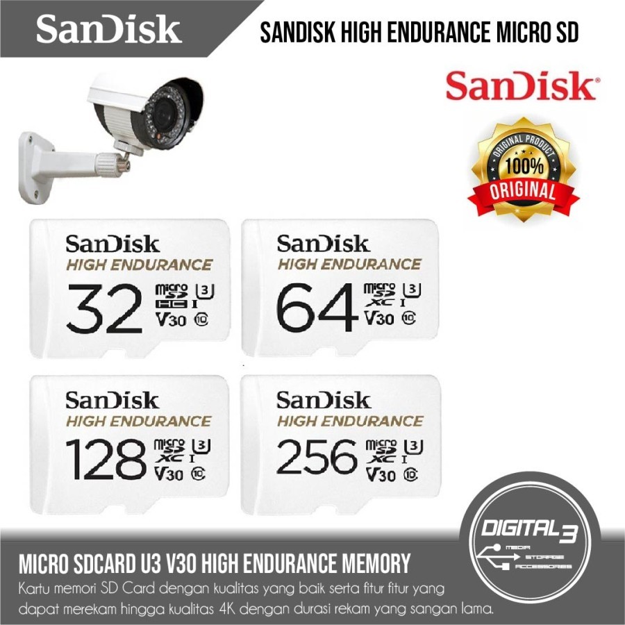 Jual Sandisk High Endurance Micro SD Memory Card CCTV 32GB 64GB 128GB ...
