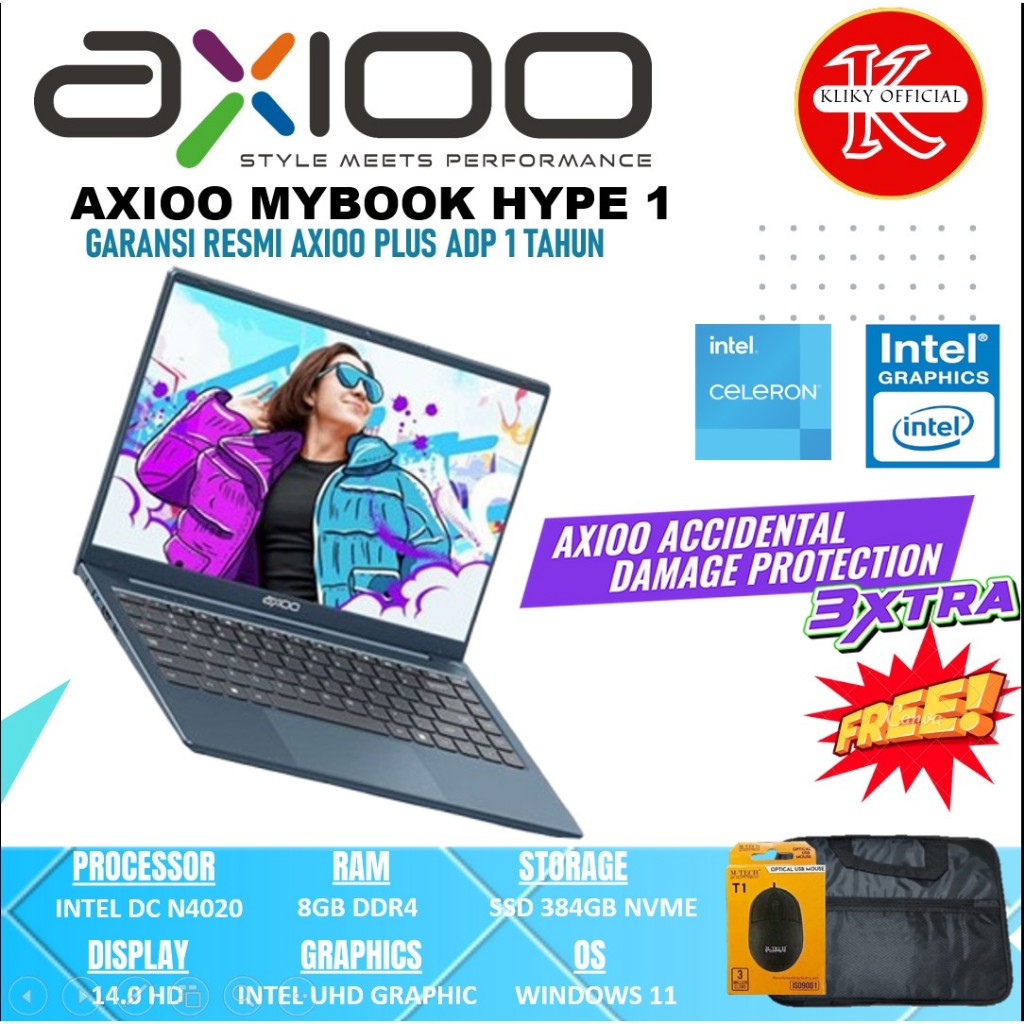 Jual Axioo Hype 1 Intel Celeron N4020 8GB 512GB 14.0 Inc Blue Garansi ...