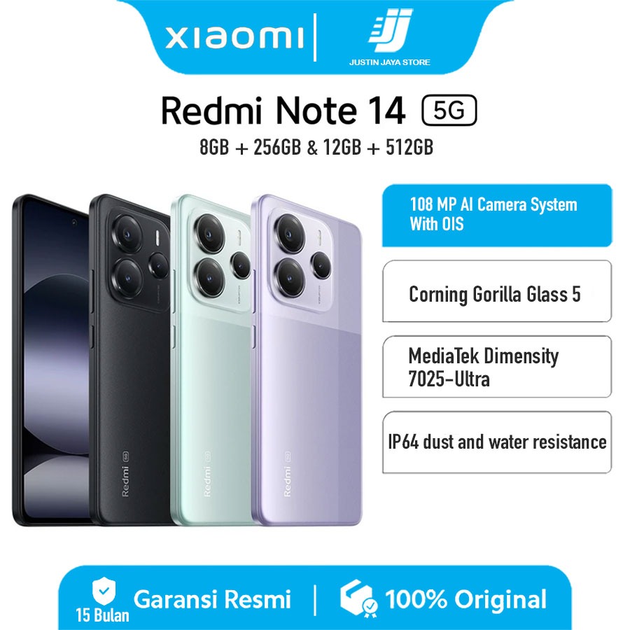 Jual Xiaomi Redmi Note 14 5G [8GB/256GB] [12GB/512GB] & Note 14 4G [8 ...