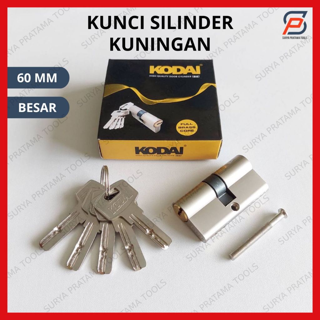 Jual Silinder Kunci Pintu Besar Kuningan 60mm Anak Kunci Pintu Besar Kodai 60 mm Cylinder Key ...