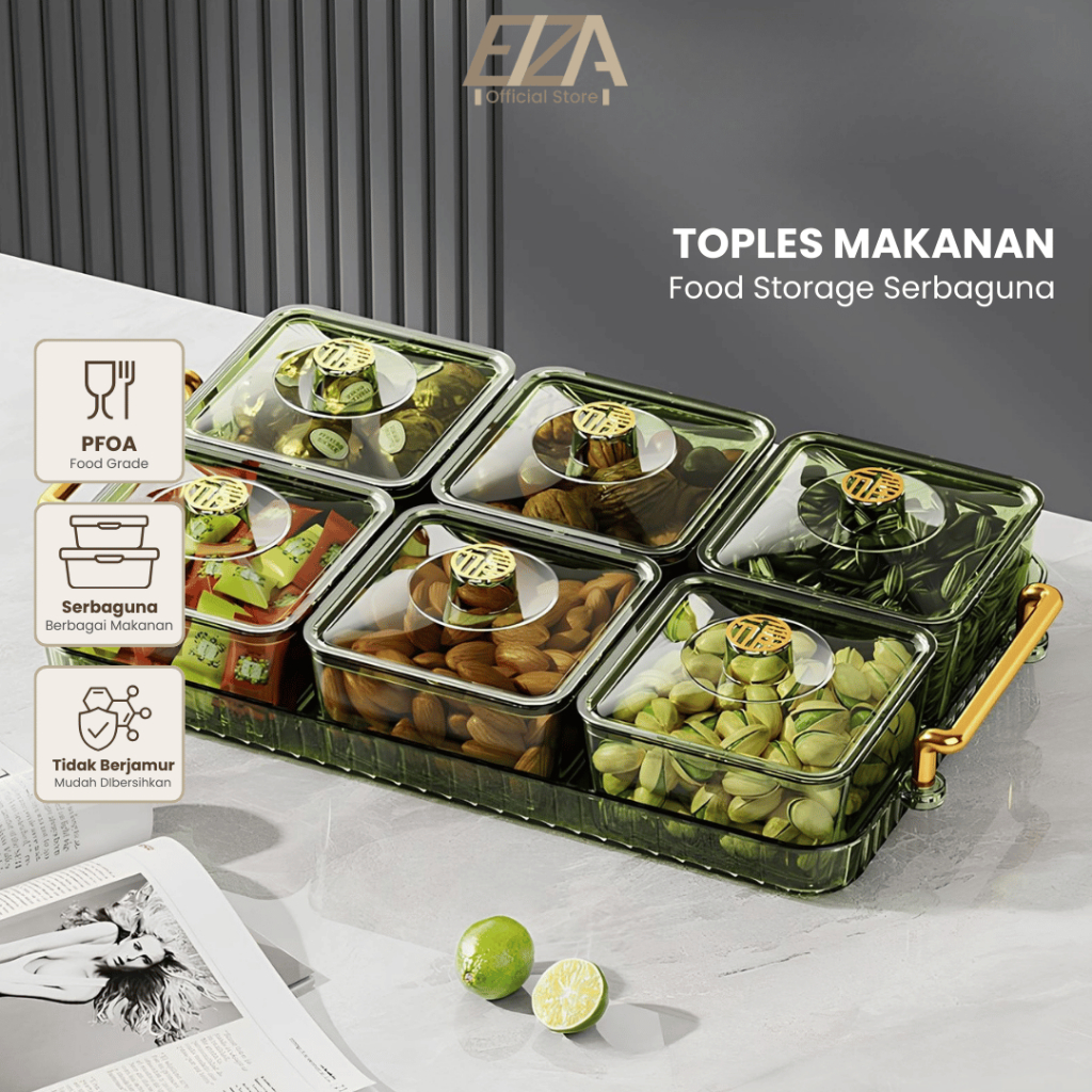 Jual EIZA Toples Acrylic GREEN Aesthetic Minimalis Kotak Kue Wadah ...