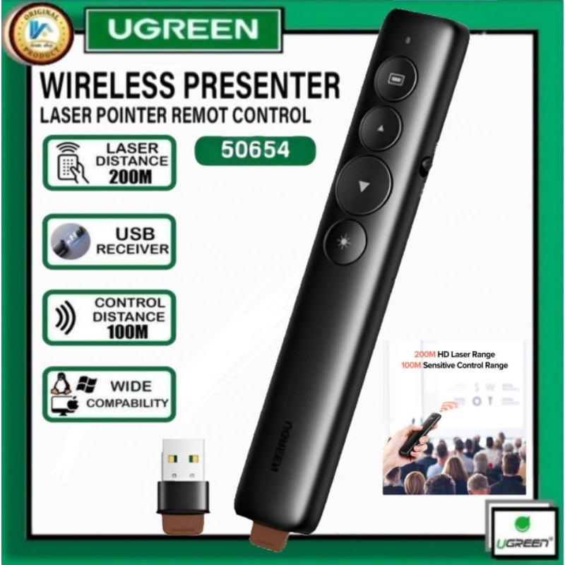 Jual UGREEN Laser pointer remote controller wireless presenter USB ...