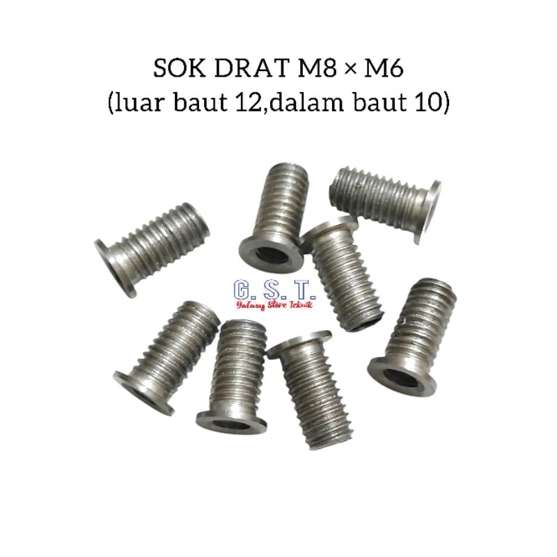 Jual sok drat bosh drat M8 × M6 verbosh drat luar baut 12 dalam baut 10 ...