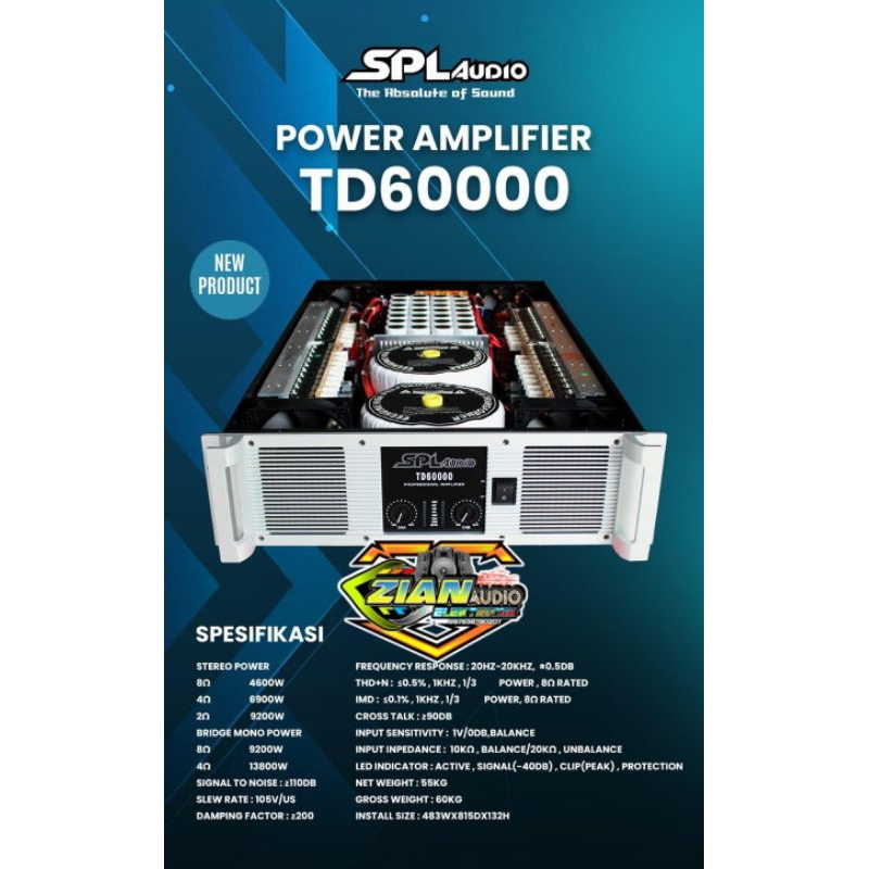 Jual SPL Audio Power Amplifier 2 Channel TD 60000 Original (Bonus Kaos ...