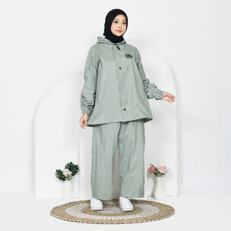 Jual Jas Hujan PVC Premium Semi karet model setelan jaket celana pria dan wanita Tebal dan ...