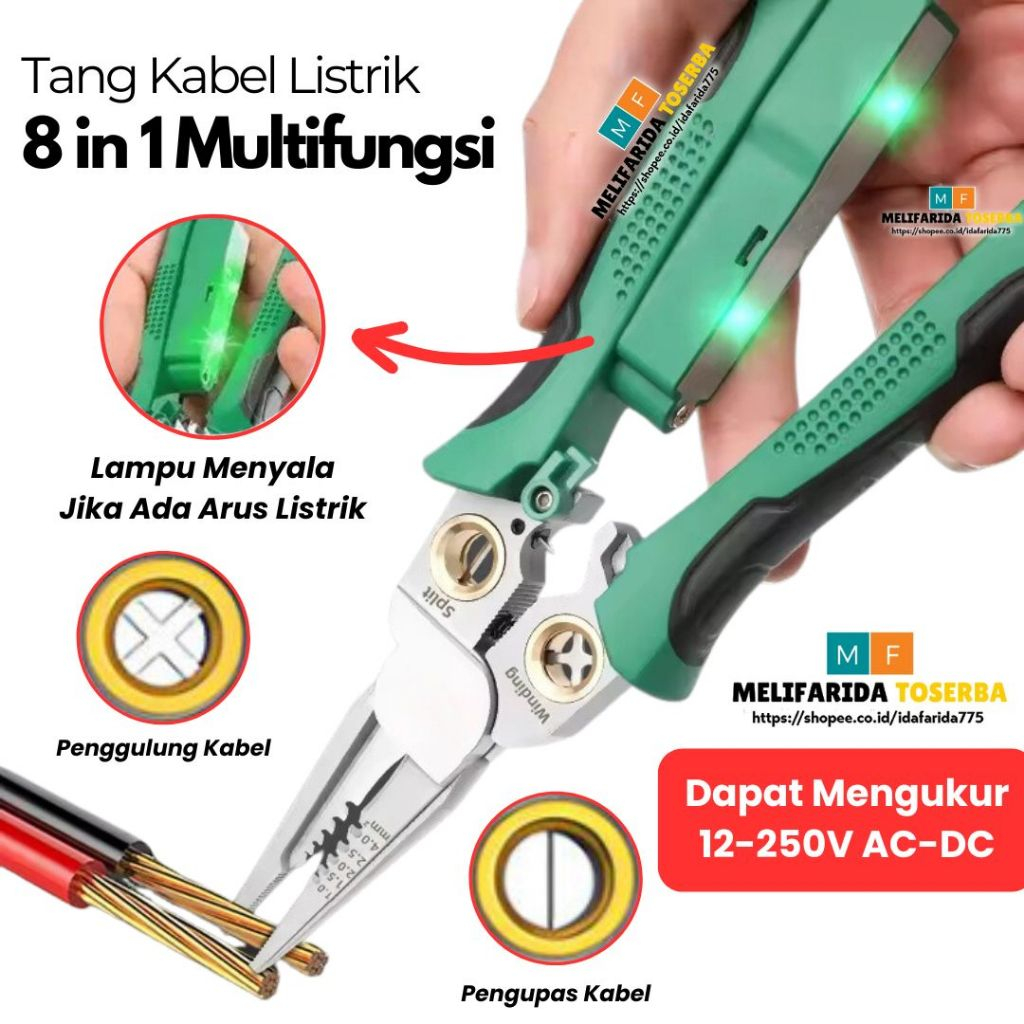 Jual Tang Listrik Tespen 8 in 1 Multifungsi Pengupas Kawat Pemotong ...