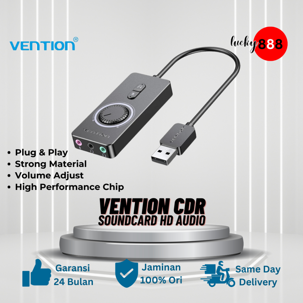 Jual Vention USB Sound Card External Stereo Sound Adapter With Volume Control - CDR - black, 0 ...
