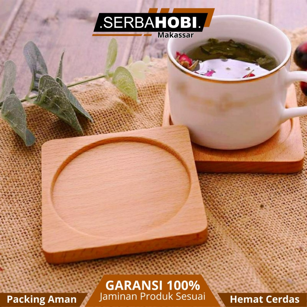 Jual Coaster Kayu / Tatakan Gelas Kotak Dengan Lubang Bulat / Alas ...