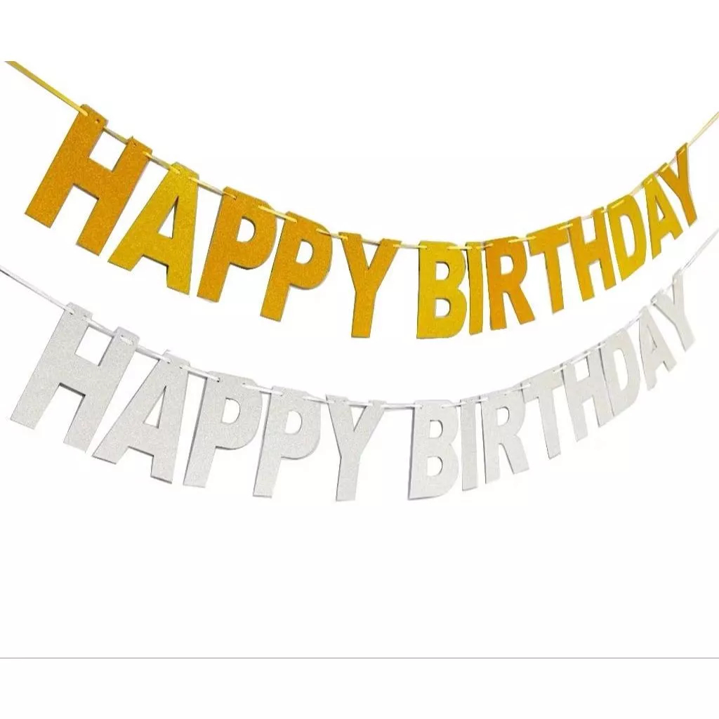 Jual MS - Banner Laser Cut Happy Birthday Metalik / Banner Ulang Tahun ...