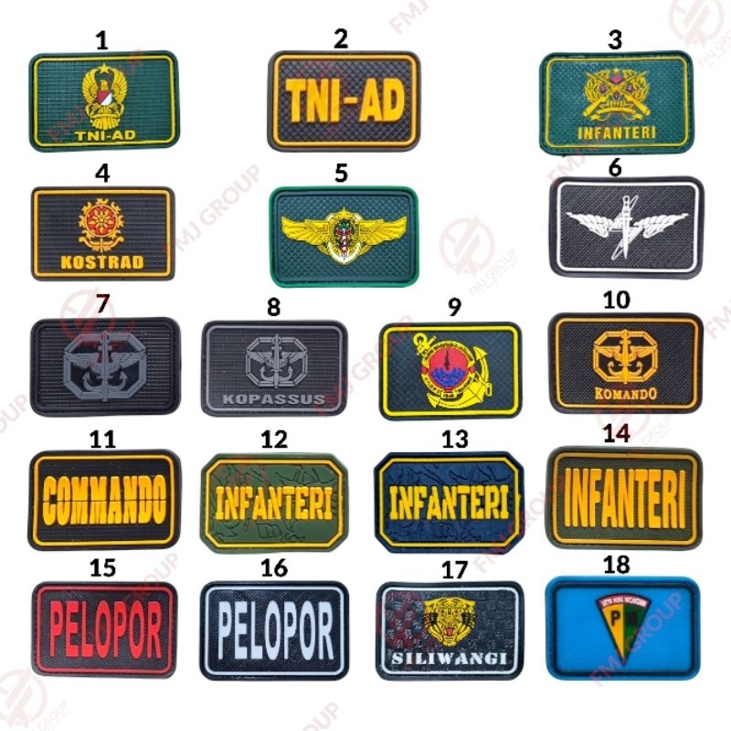 Jual Emblem Patch Rubber TNI AD, INFANTERI, KOSTRAD, KOPASSUS, COMMANDO ...