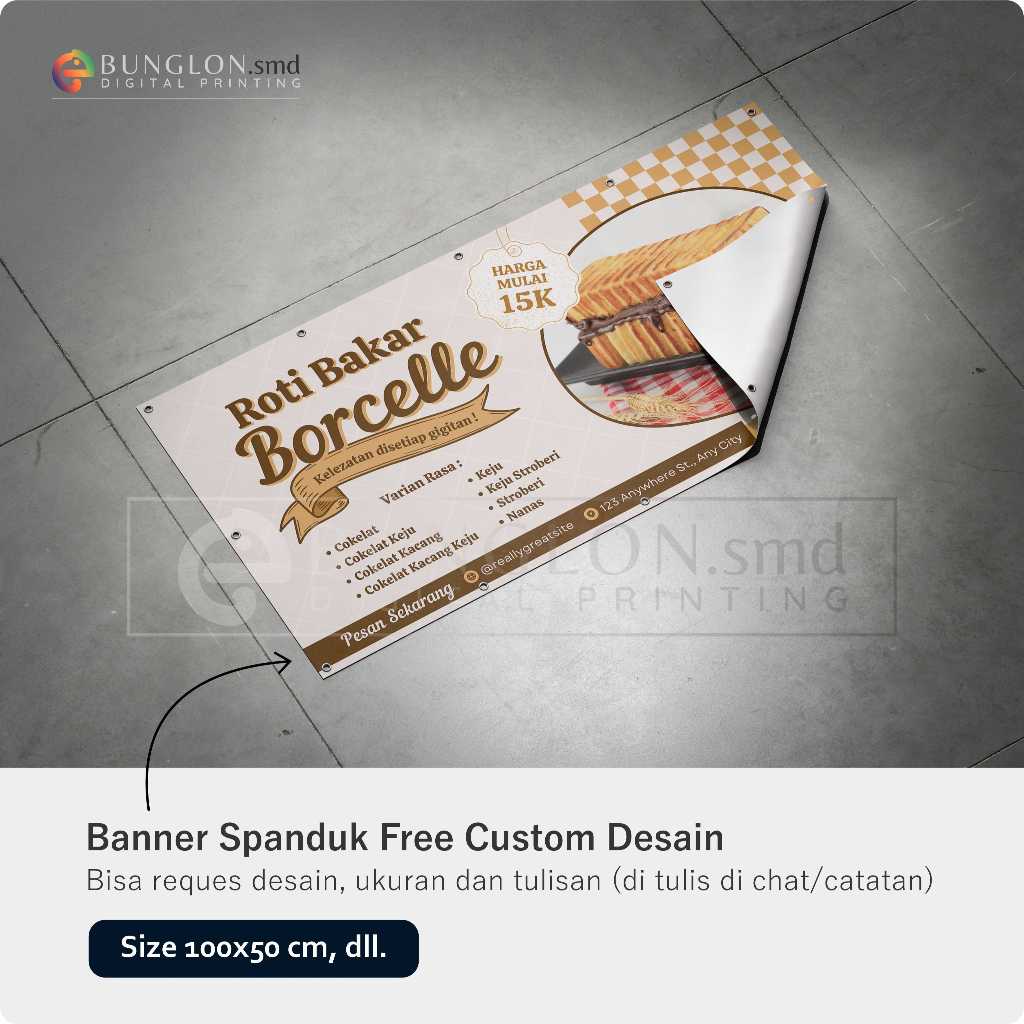 Jual PRINT CETAK SPANDUK BANNER ROTI BAKAR FREE DESAIN | Shopee Indonesia