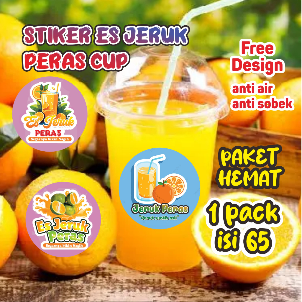Jual STIKER JERUK PERAS ISI 65 ANTI AIR / STIKER JERUK PERAS UNTUK CUP ...