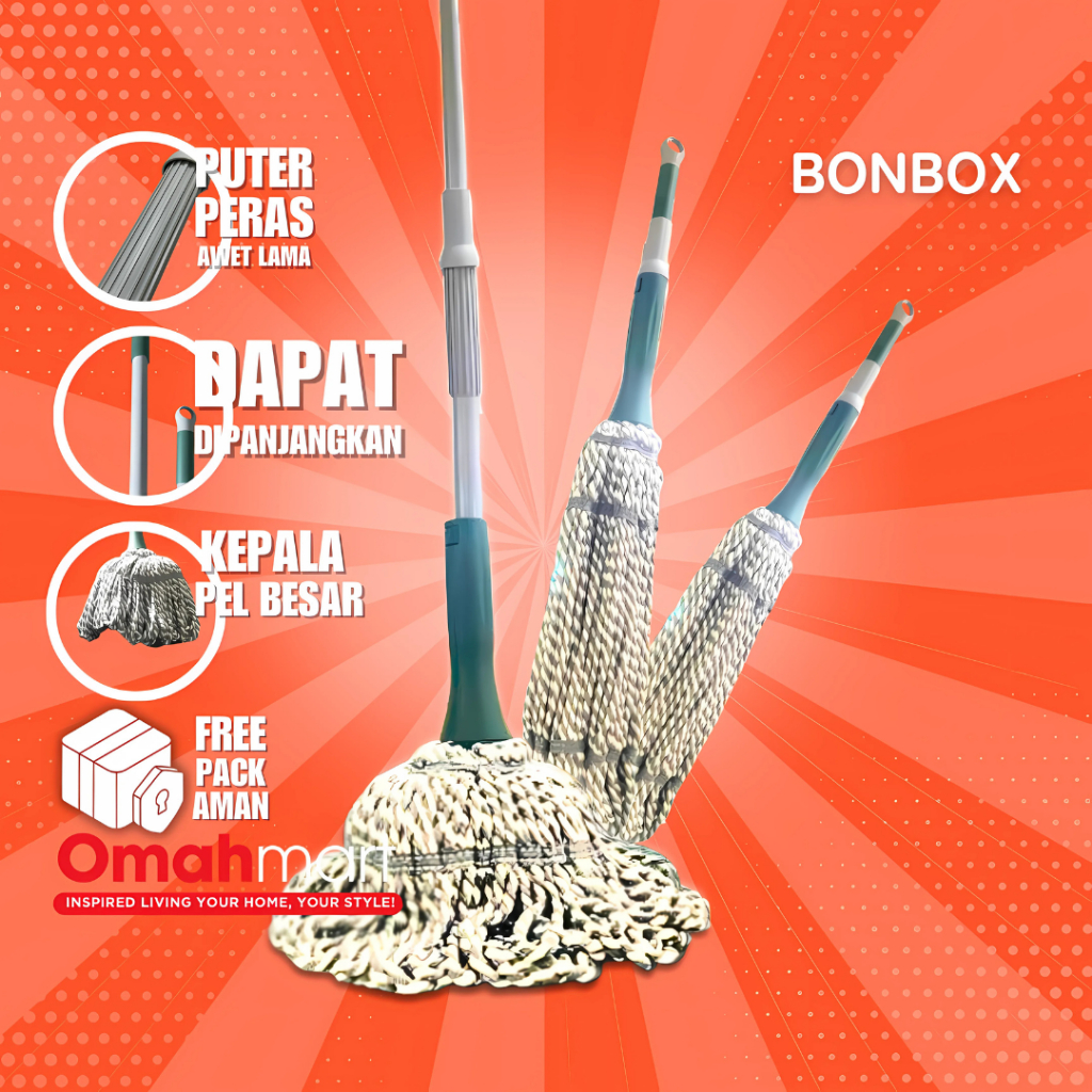 Jual BONBOX Alat Pel Lantai Twist Mop Tarik Peras Otomatis Praktis ...