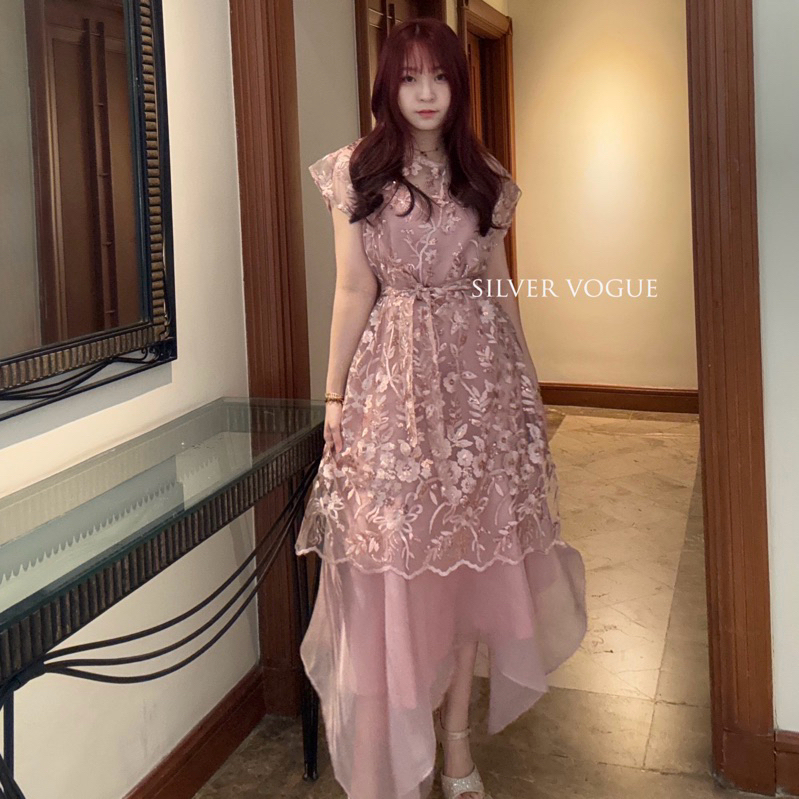 Jual SV 5954 - Liona Organza Dress | Silvervogue | Gaun Lace + Organza ...