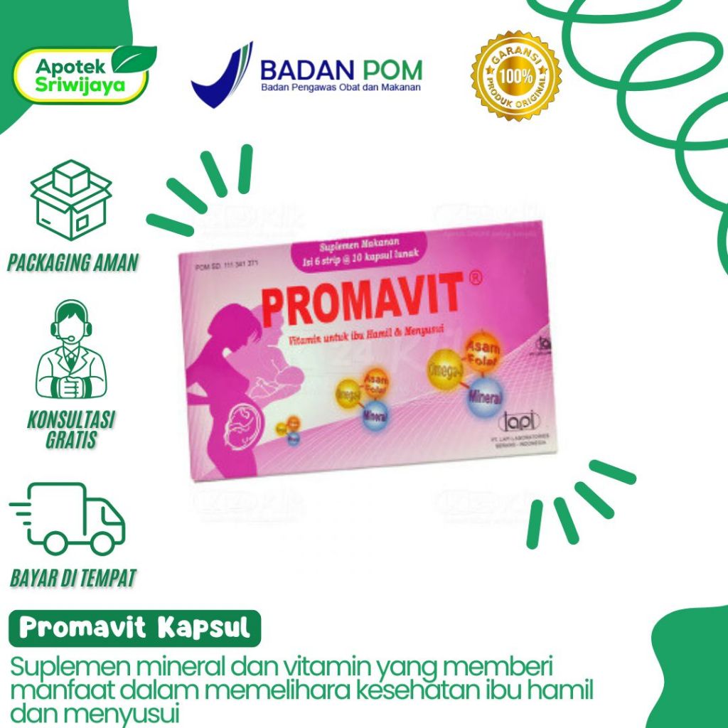 Jual Promavit Kapsul Vitamin Ibu Hamil dan Menyusui (1 strip isi 10 ...