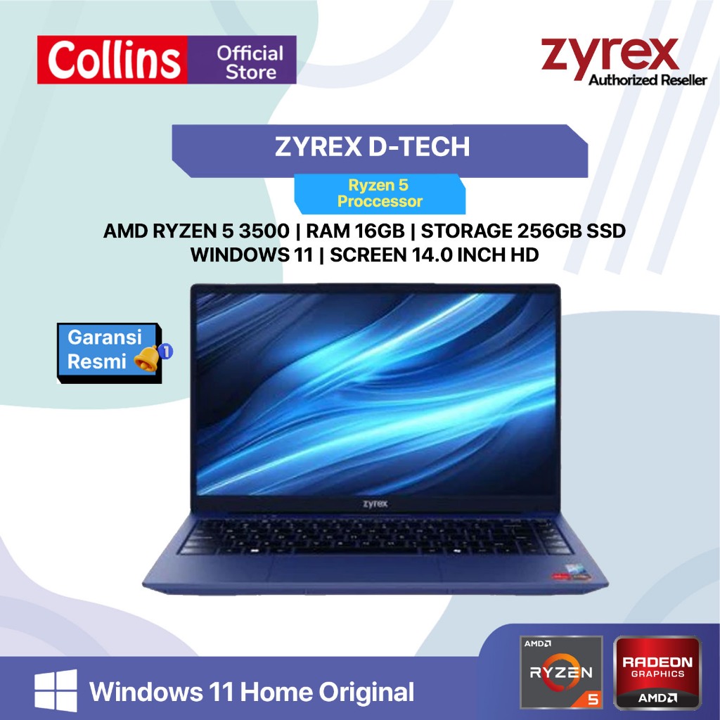Jual ZYREX D-TECH RYZEN 5 3500 RAM 16GB 256GB SSD W11 14.0 GARANSI ...