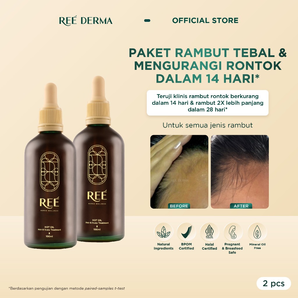 Jual Ree Derma Wellness Bundle 2 Hot Oil 100ml|Hair Oil Mengurangi ...