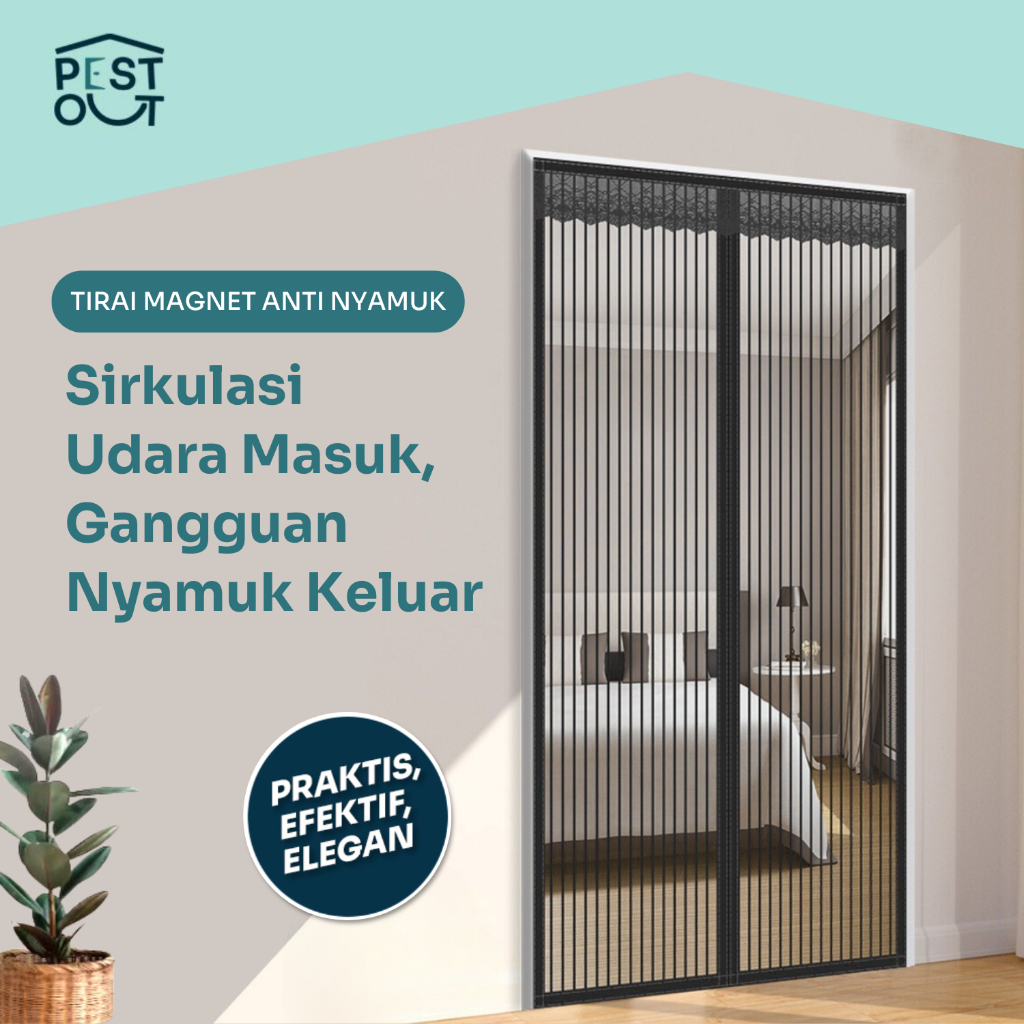 Jual Tirai Pintu Anti Nyamuk Magnetic Stripe Screen Door Tirai Magnet ...