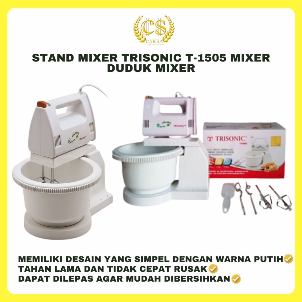 Jual STAND MIXER TRISONIC T-1505 MIXER DUDUK MIXER MANGKOK MIXER ...