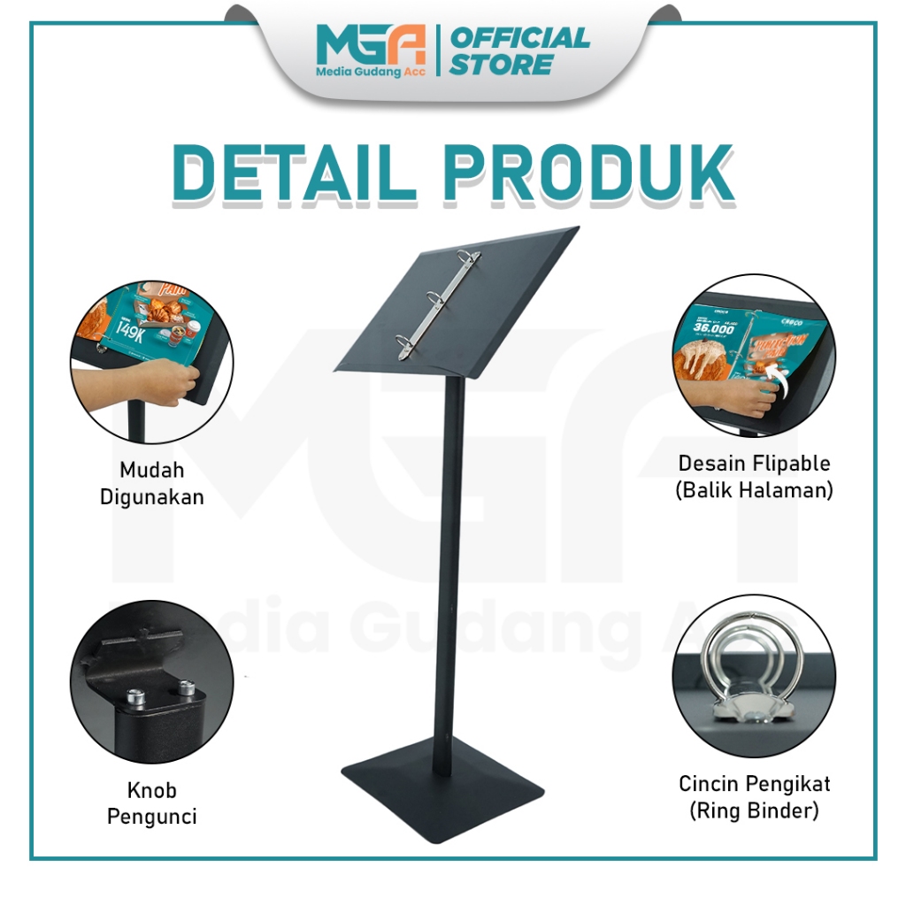 Jual STANDING MENU FRAME A3 / STAND MENU BUKU RESTO / RAK BUKU MENU ...