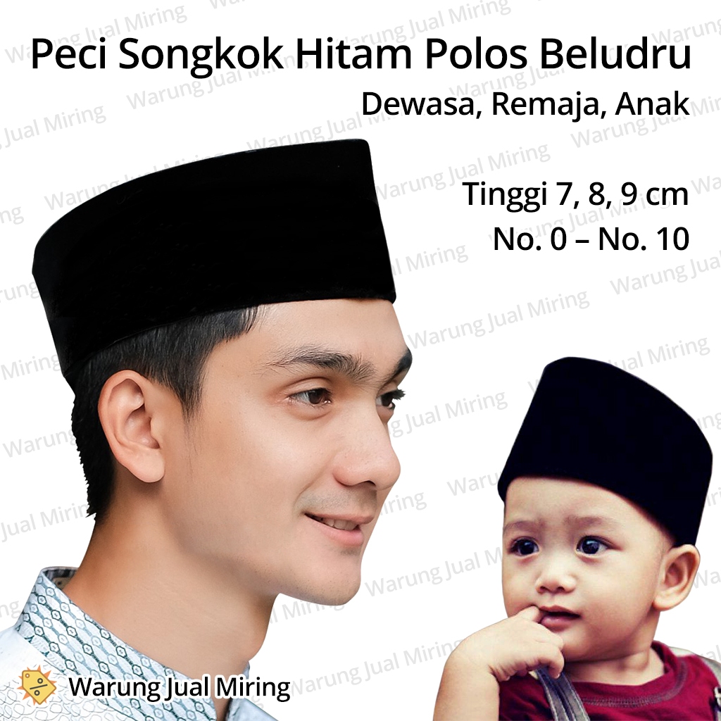 Jual PECI Songkok Hitam Polos Dewasa & Remaja Anak Laki Pria Muslim ...