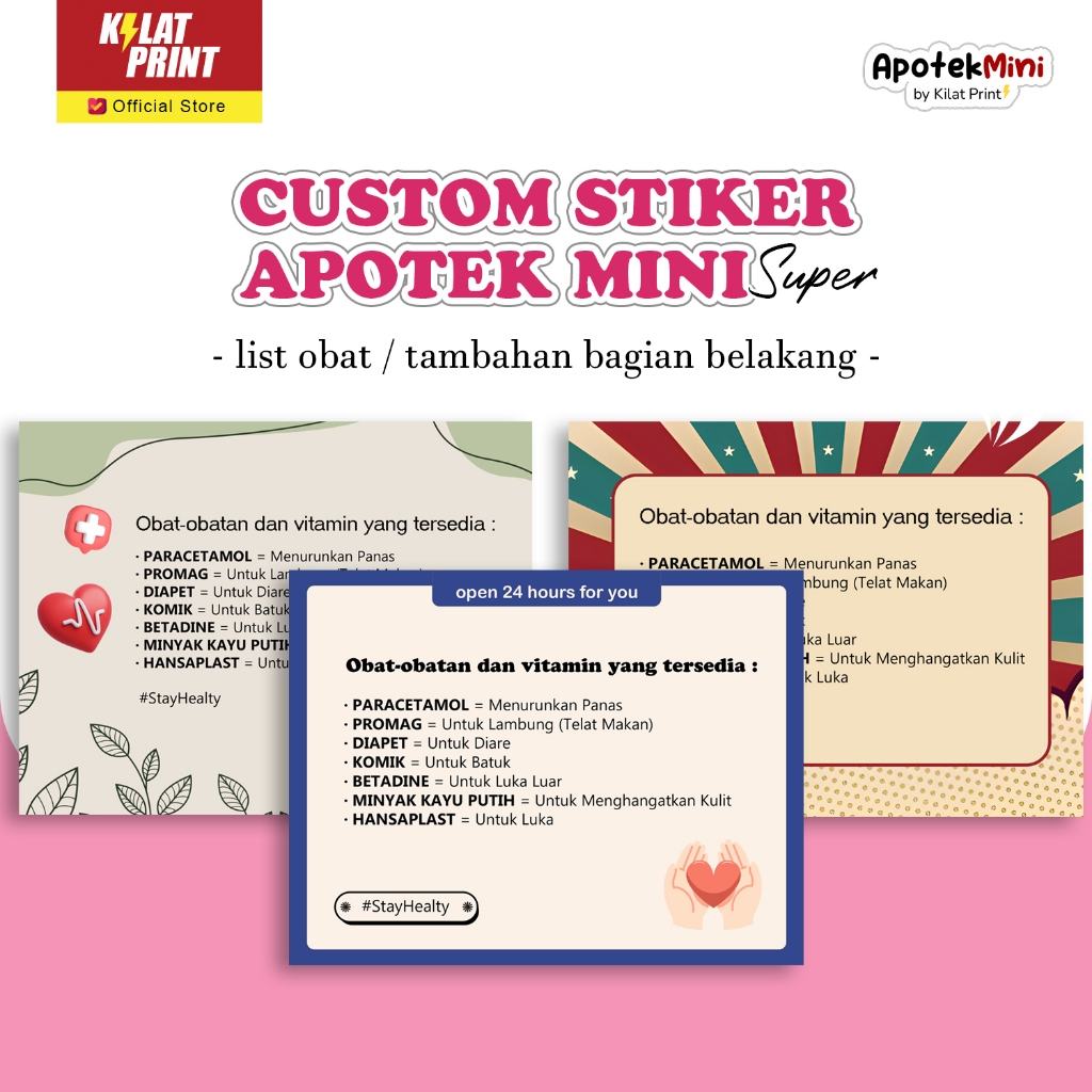 Jual Custom Stiker Apotek Mini Super Box List Obat | Shopee Indonesia