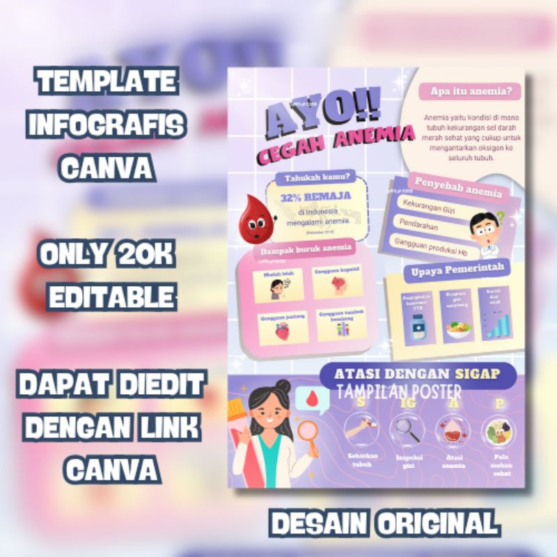 Jual TEMPLATE INFOGRAFIS CANVA AYO CEGAH ANEMIA EDITABLE | Shopee Indonesia