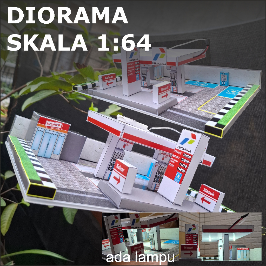 Jual (ADA LAMPU) Diorama SPBU Pom Bensin Pertamina Hotwheels Tomica ...