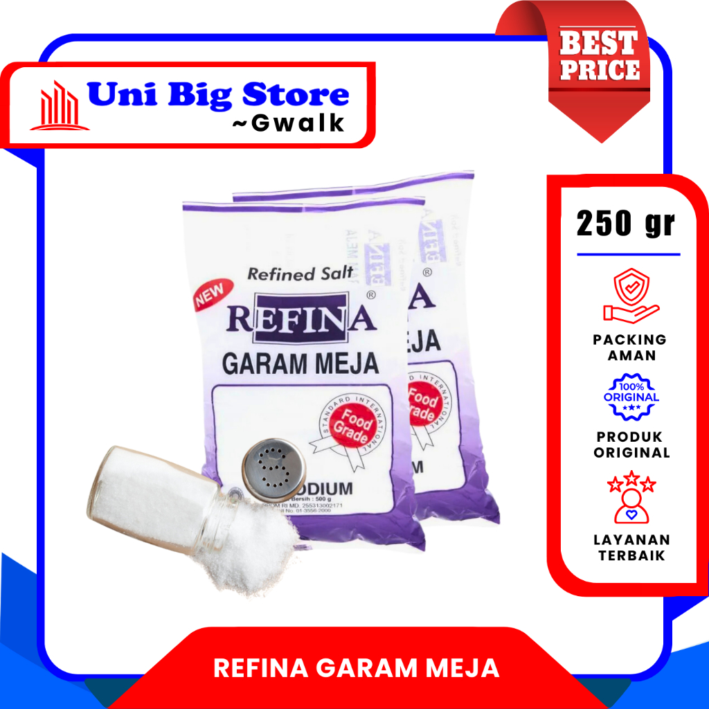 Jual REFINA GARAM MEJA REFILL REFINED SALT - 250 gr | Shopee Indonesia