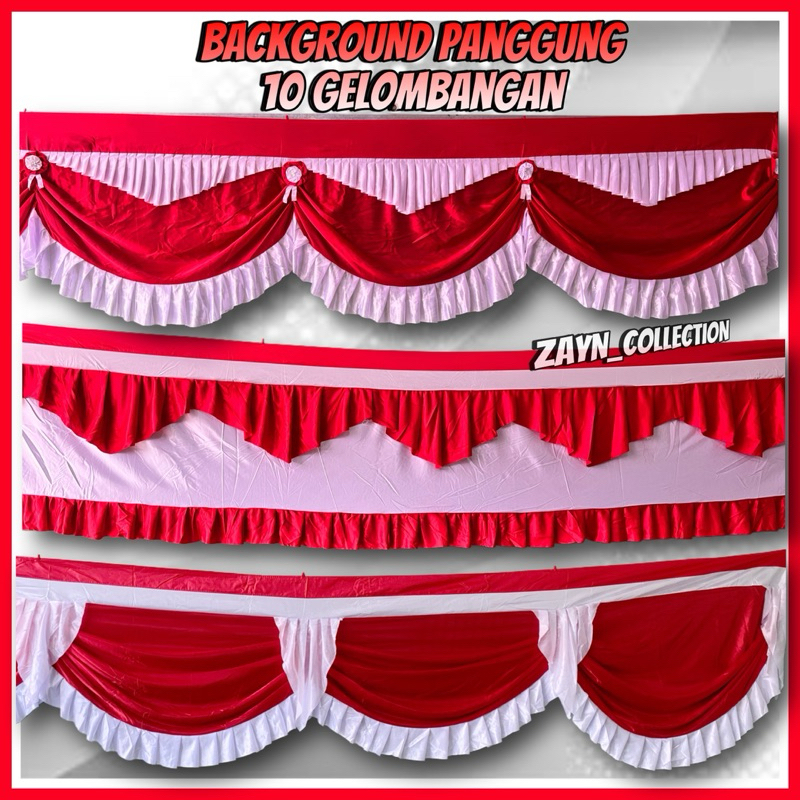 Jual BENDERA MERAH-PUTIH BACKGROUND REMPEL POLOS 10 GELOMBANG /BACKGROUND PANGGUNG FULL ABUTAY ...