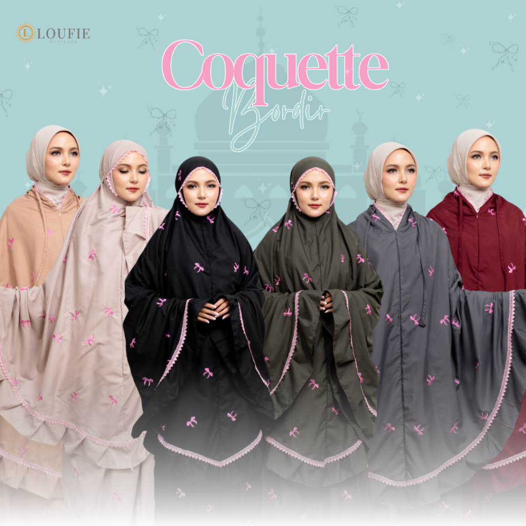 Jual LOUFIE - Mukena Dewasa Coquette Bordir Pita 2in1 Katun Premium ...