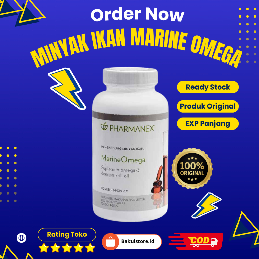 Jual marine omega minyak ikan isi 120 capsul ED 08/2025 ORIGINAL ...