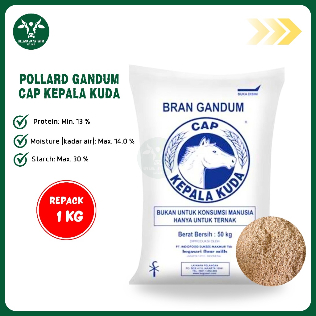 Jual Bran Pollard Gandum Cap Kepala Kuda (1 Kg) | Shopee Indonesia